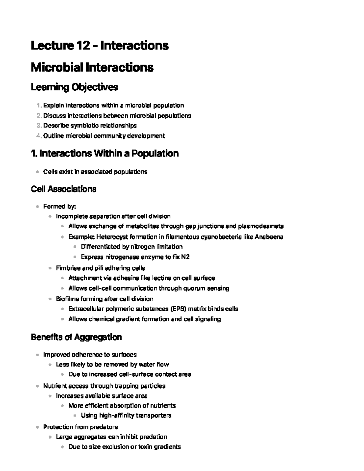 Lecture 12 - Interactions - Lecture 12 - Interactions Microbial Interactions Learning Objectives ...
