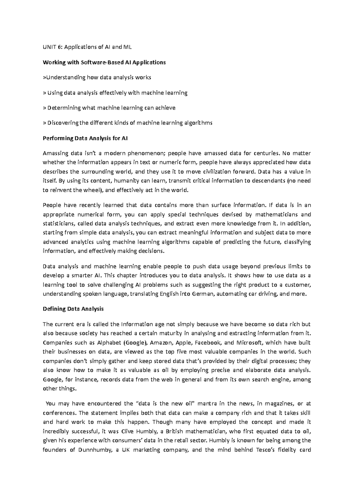 AIML Unit 6 - UNIT 6: Applications of AI and ML Working with Software ...