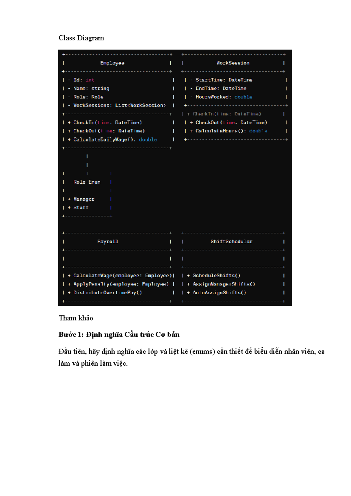 Vidu Ve Phan Ca - Class Diagram Tham khảo Bước 1: Định nghĩa Cấu trúc ...
