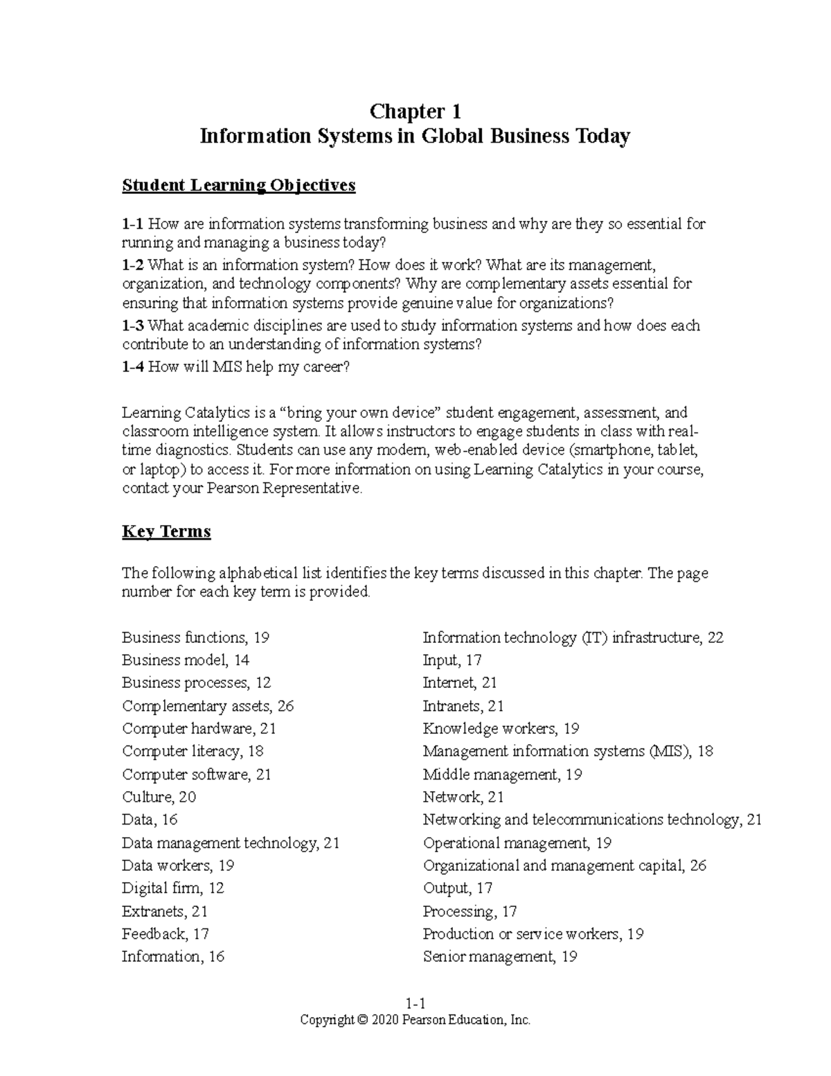 Laudon mis16e im 01 - Chapter 1 Information Systems in Global Business Today Student Learning ...
