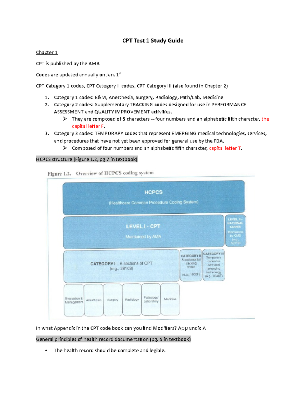 CPT Test 1 Study Guide Sp21 - CPT Test 1 Study Guide Chapter 1 CPT is ...