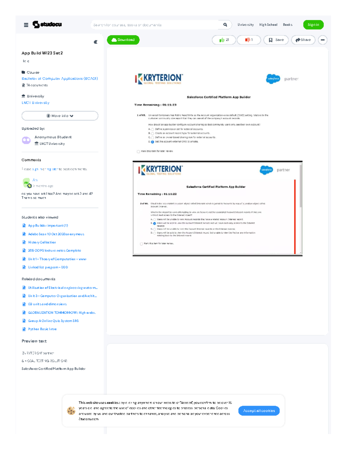 Www studocu com in document lnct university bachelor of computer ...
