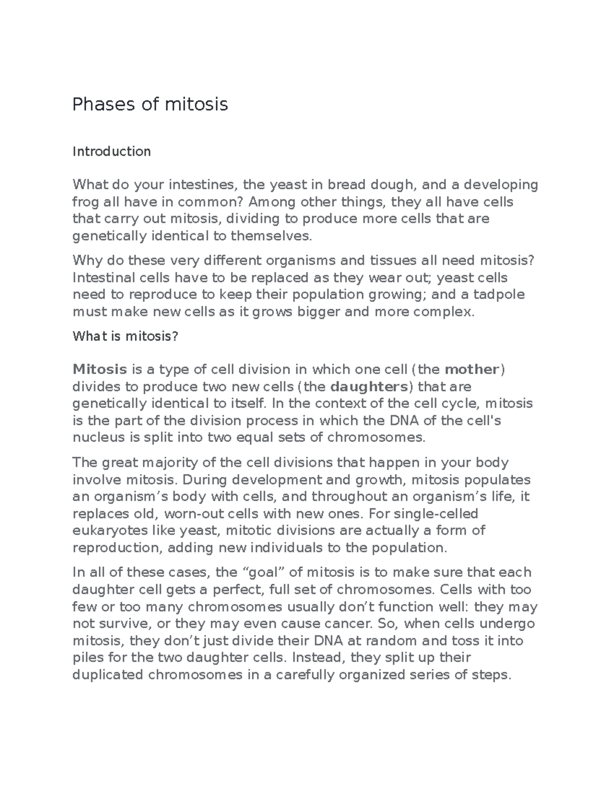 Phases of Mitosis - For notes and review - Phases of mitosis ...