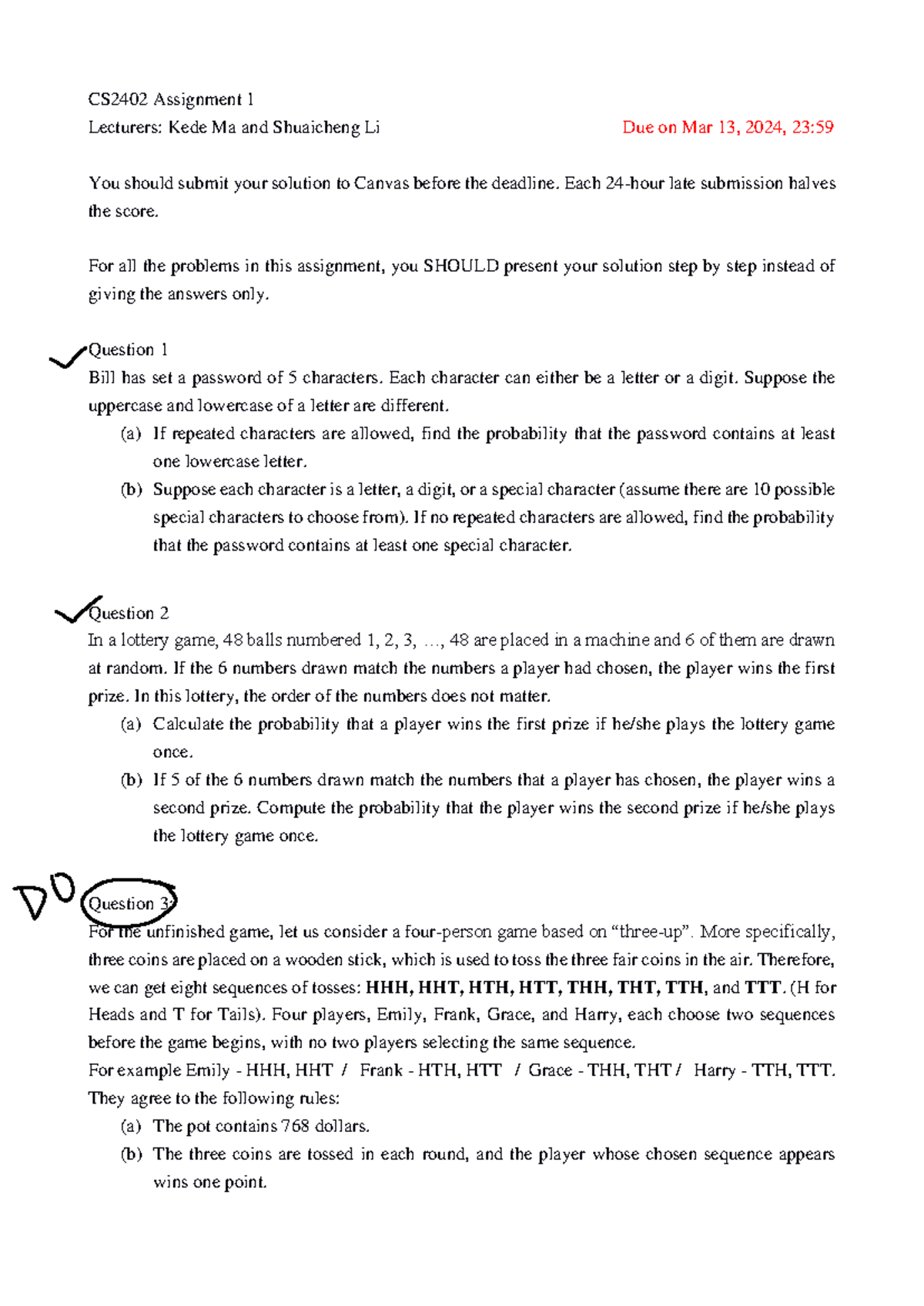Assignment 1-2024 - CS2402 Assignment 1 Lecturers: Kede Ma and Shuaicheng Li Due on Mar 1 3 ...