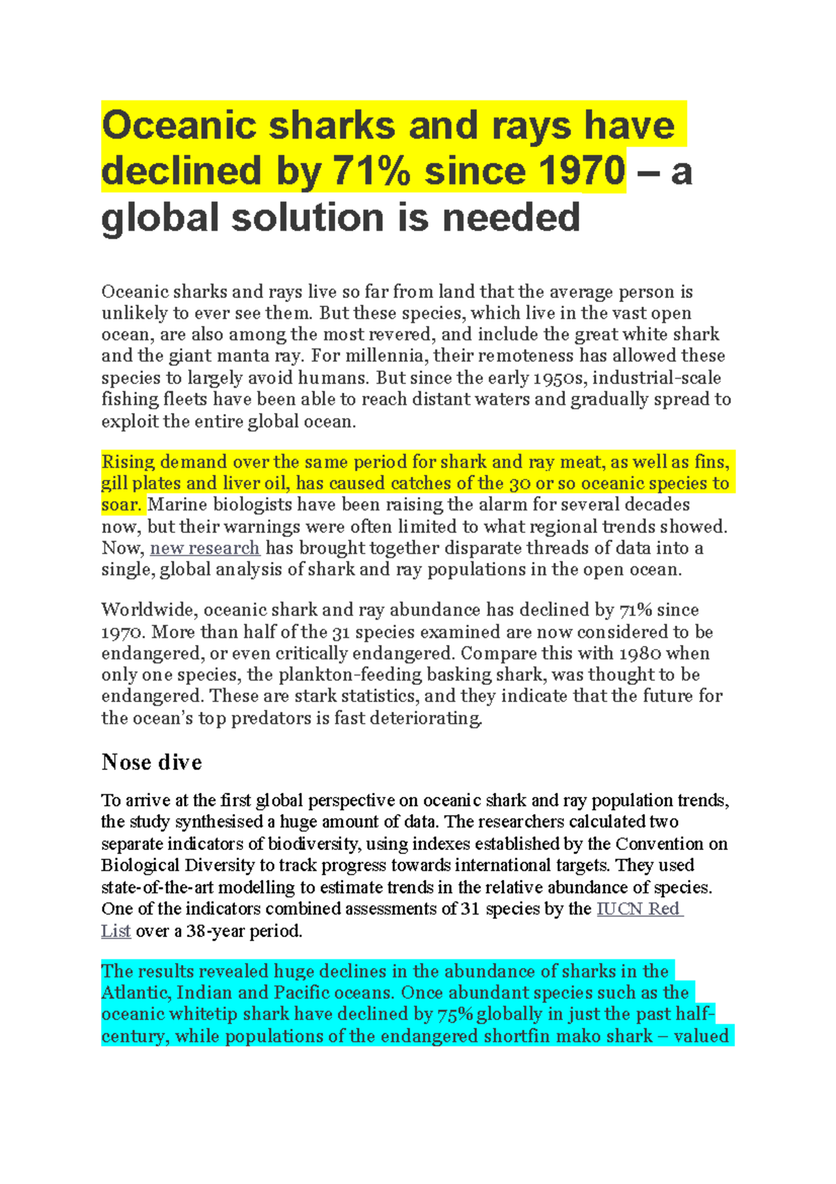 Oceanic sharks and rays have declined by 71 - But these species, which ...