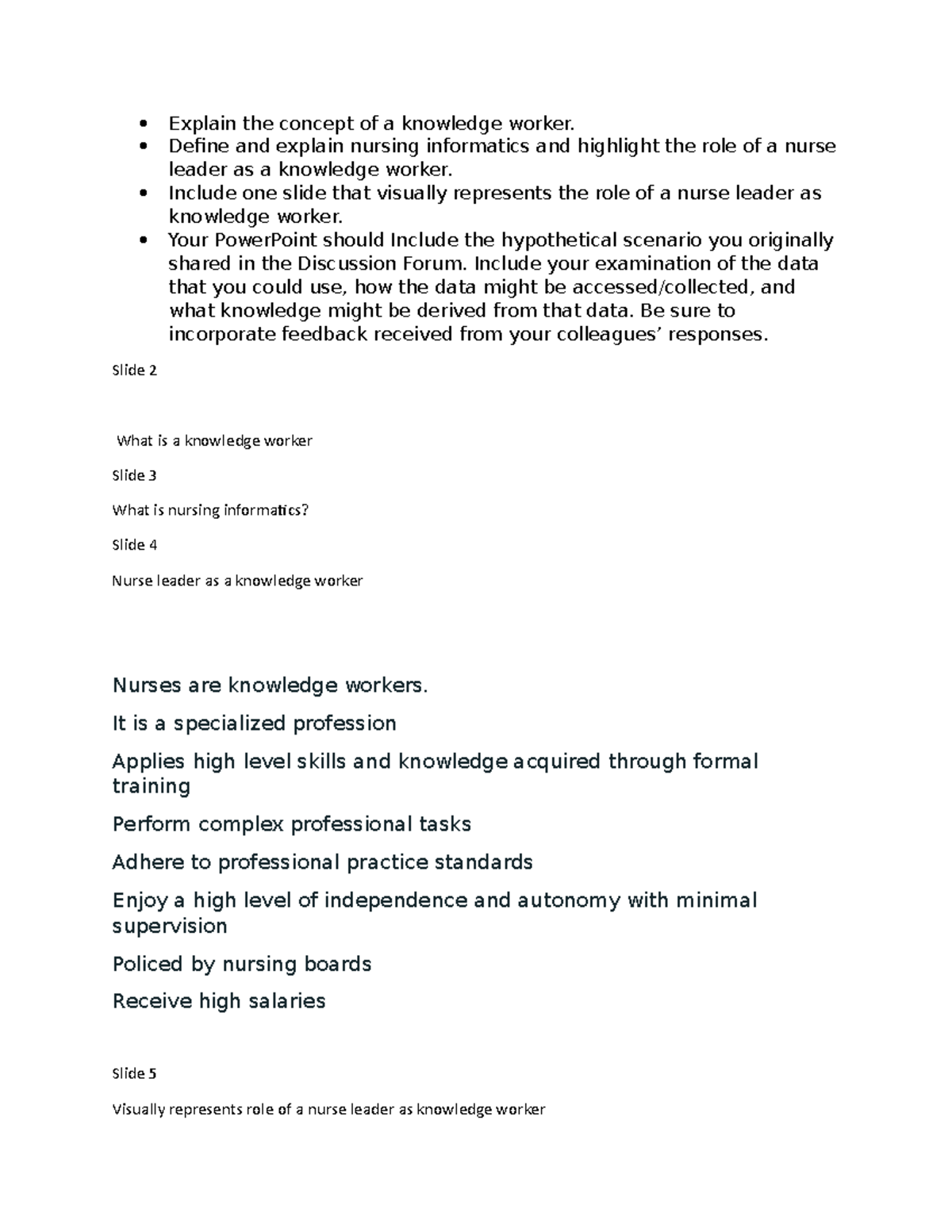 Power point wk 2 - Explain the concept of a knowledge worker. Define ...