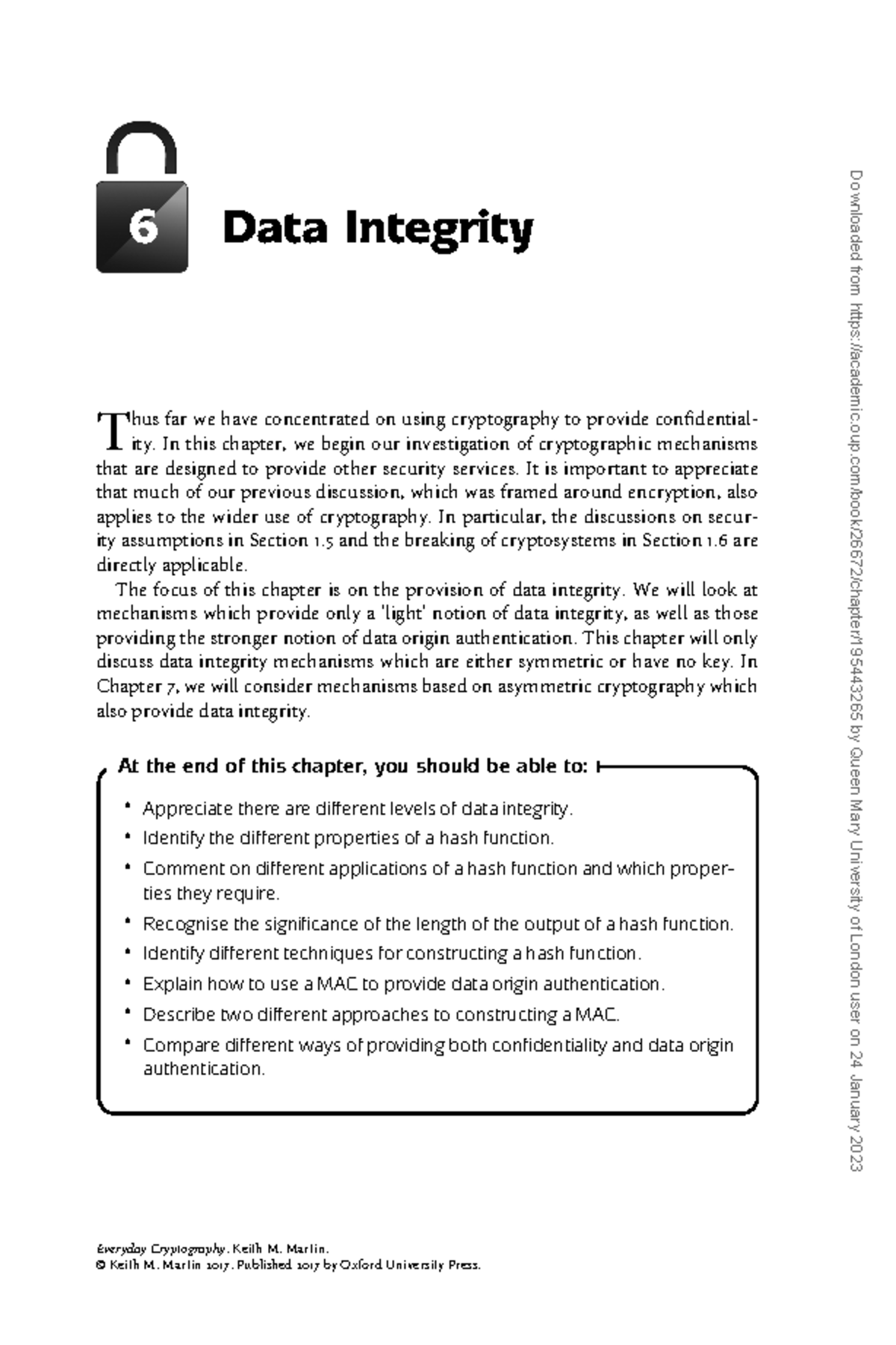 Chapter-6 - Chapter of book - 6 Data Integrity T hus far we have ...