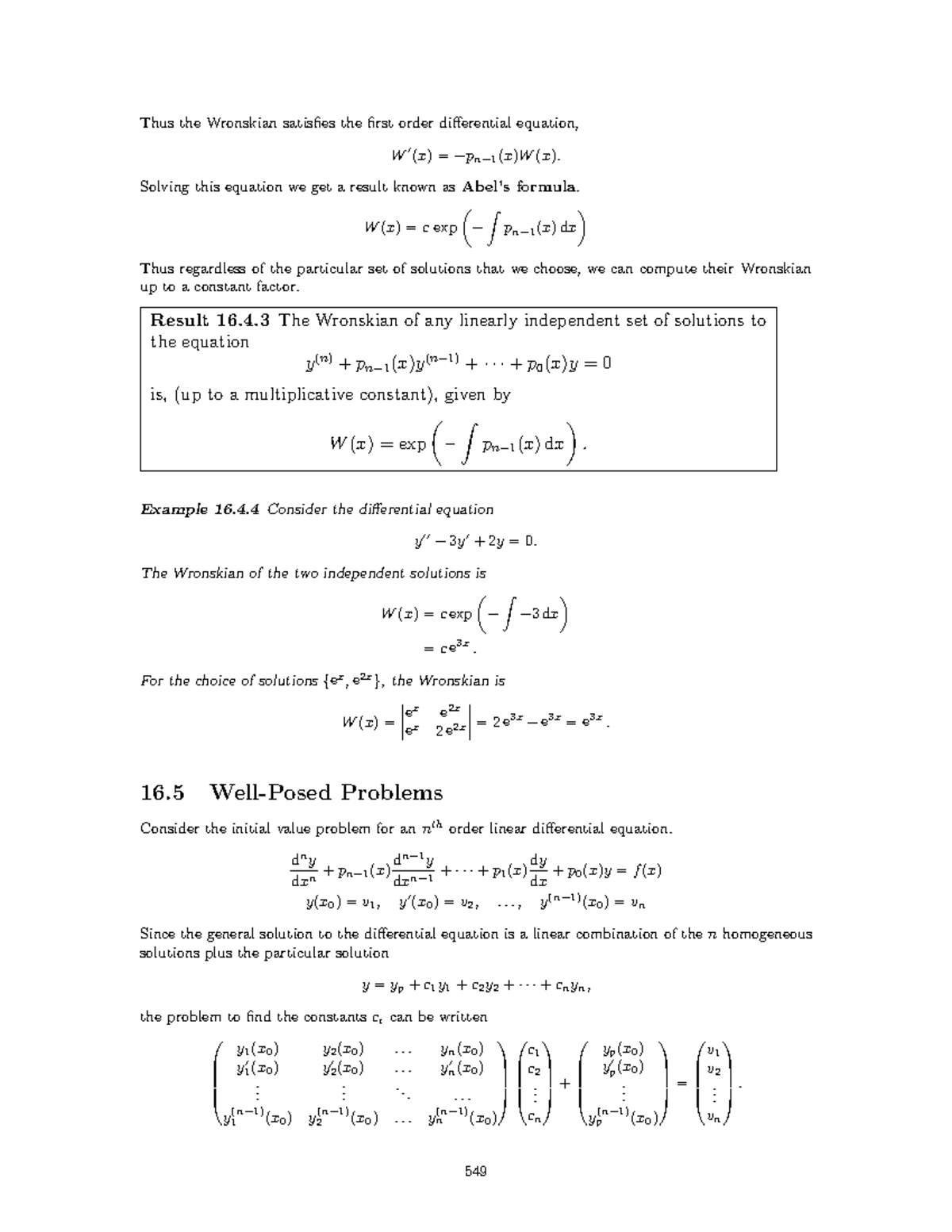 Ref MATH Adv Math Methods Sean Mauch-143 - Thus the Wronskian satisfies ...