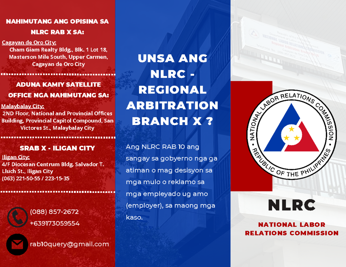 Final NLRC Brochure - NLRC NATIONAL LABOR RELATIONS COMMISSION Ang NLRC ...