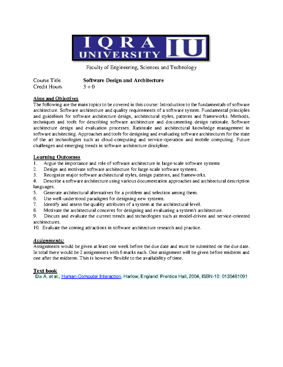 Course Outline SDA - Lecture Notes Self Made - Faculty of Engineering ...