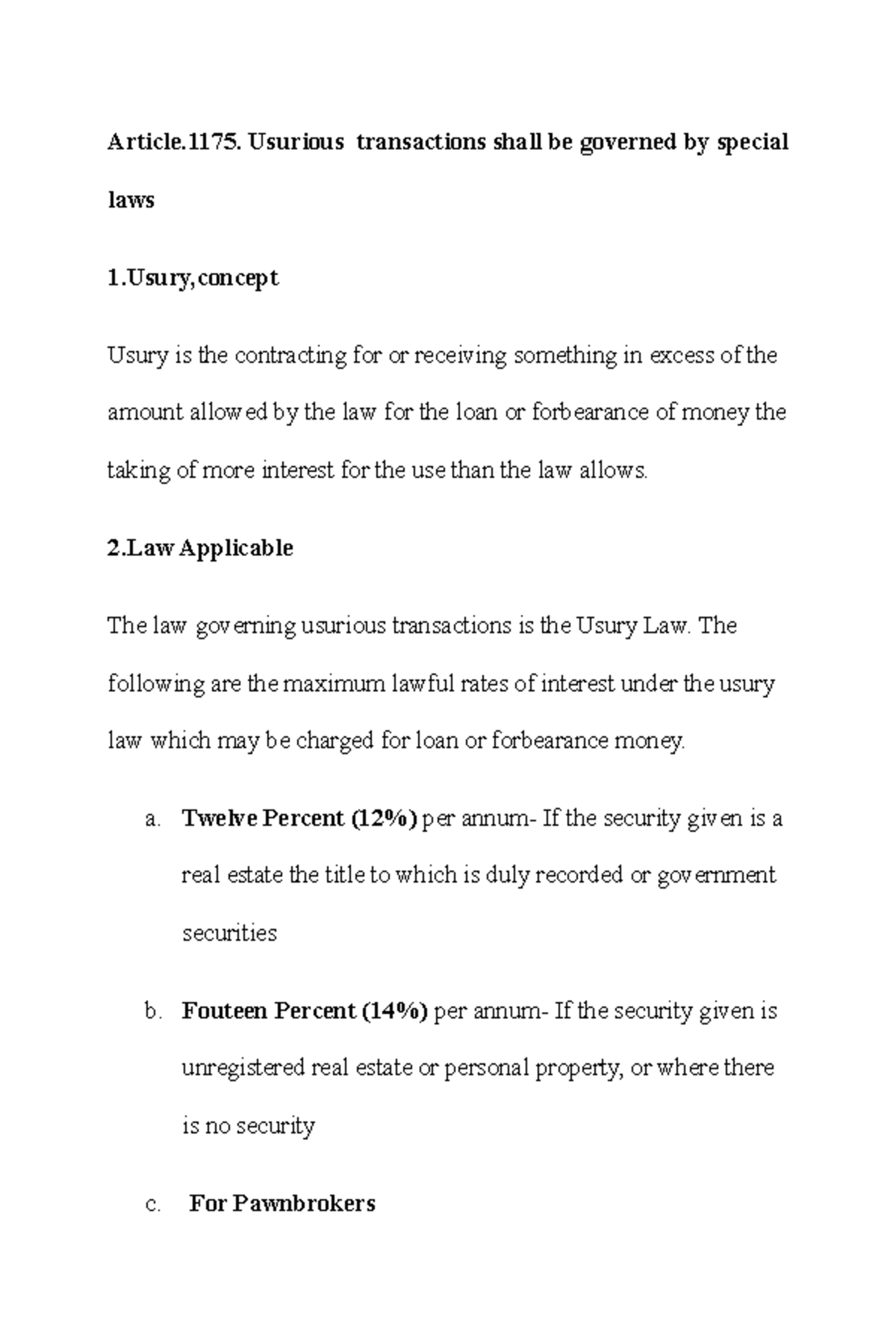 Article 1175 is ok because it is awesome - Article. Usurious ...