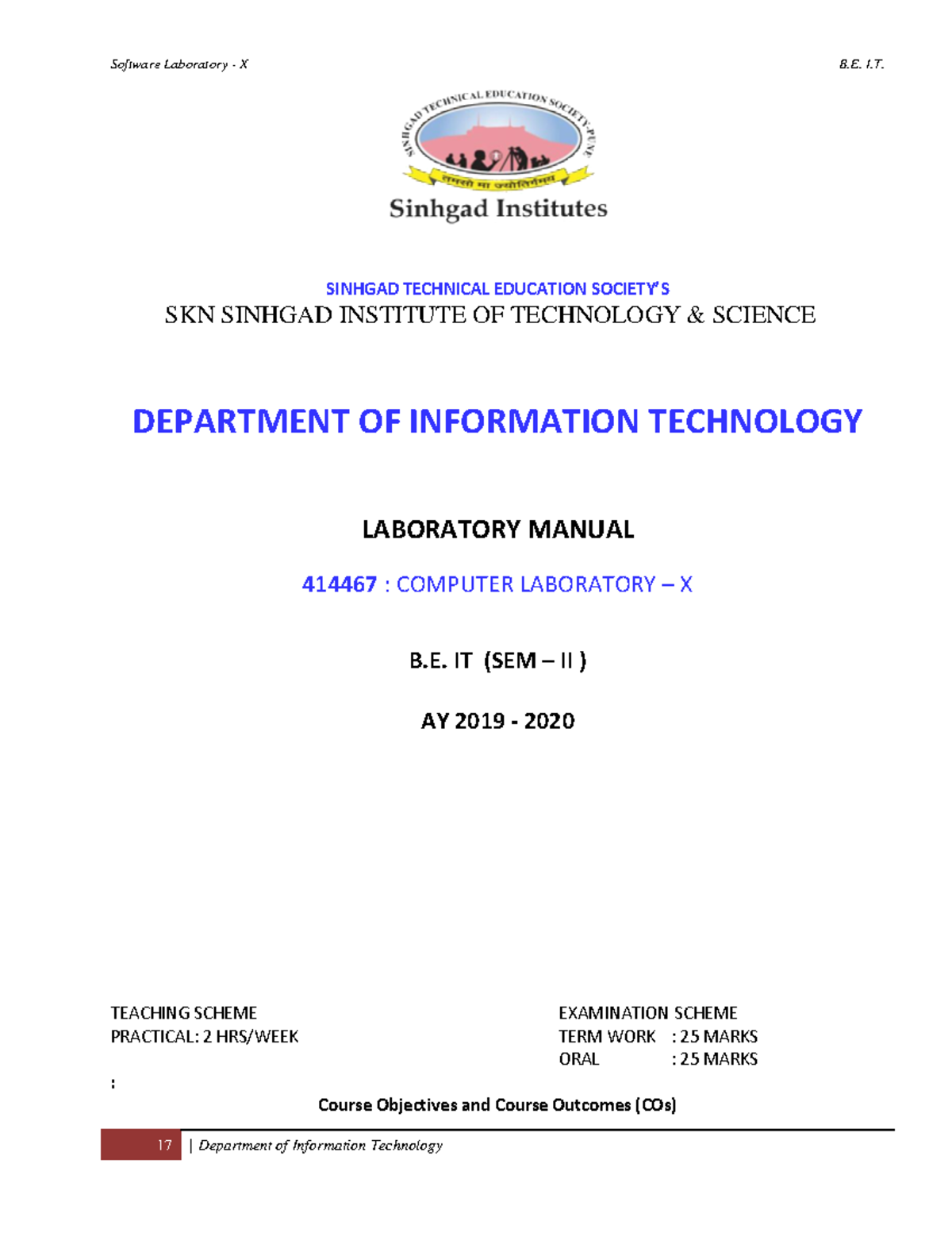 UC Lab Manual Academic year 2019-20 - SINHGAD TECHNICAL EDUCATION SOCIETY’S SKN SINHGAD ...