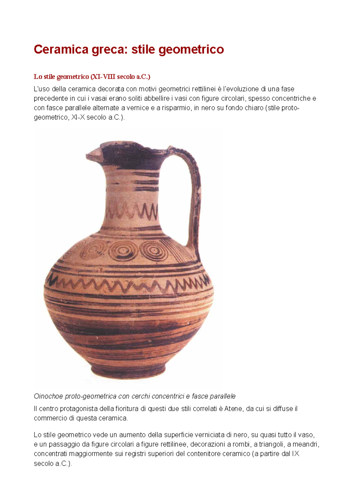 Ceramica greca - Geometrico - Ceramica greca: stile geometrico Lo stile ...