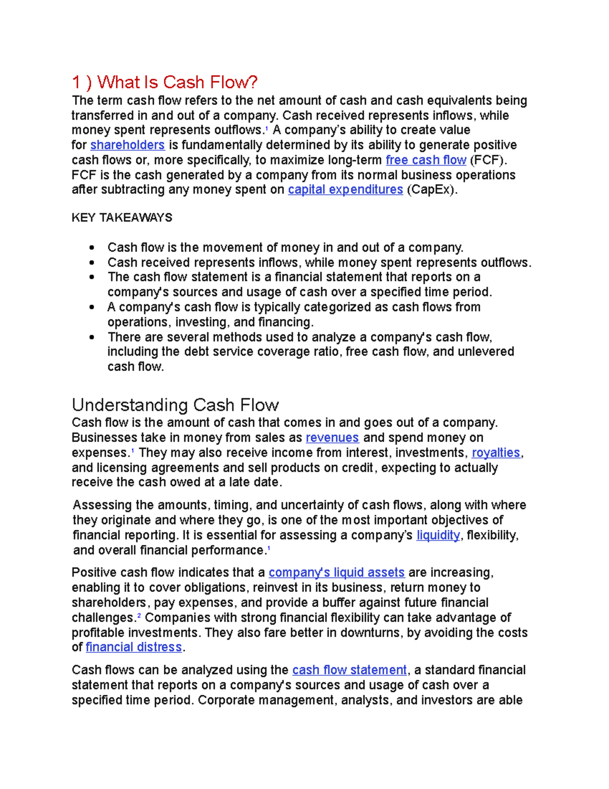 Cash Flow presentation about the statement of cash flow and usage of it ...