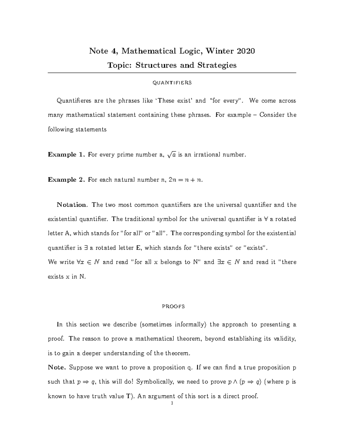 Notepc 4 - Structures and Strategies - Note 4, Mathematical Logic ...