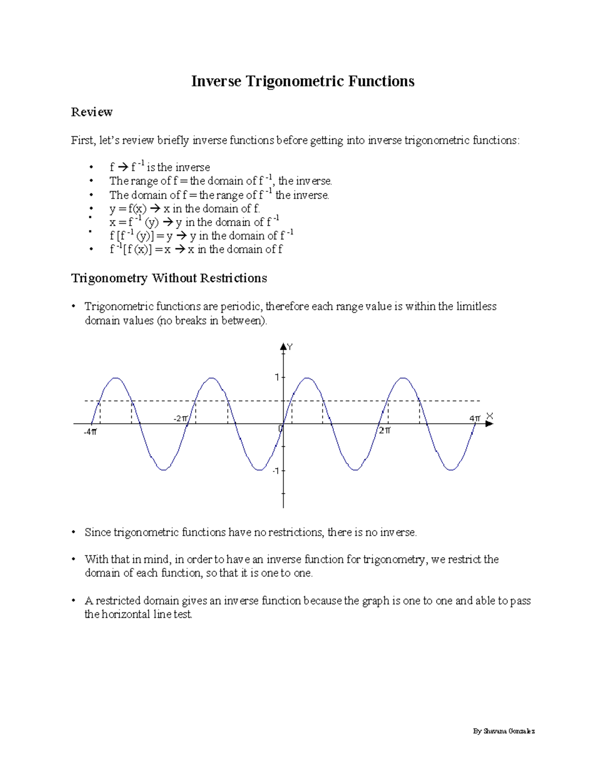 Math2412 inverse trig functions - Inverse Trigonometric Functions ...
