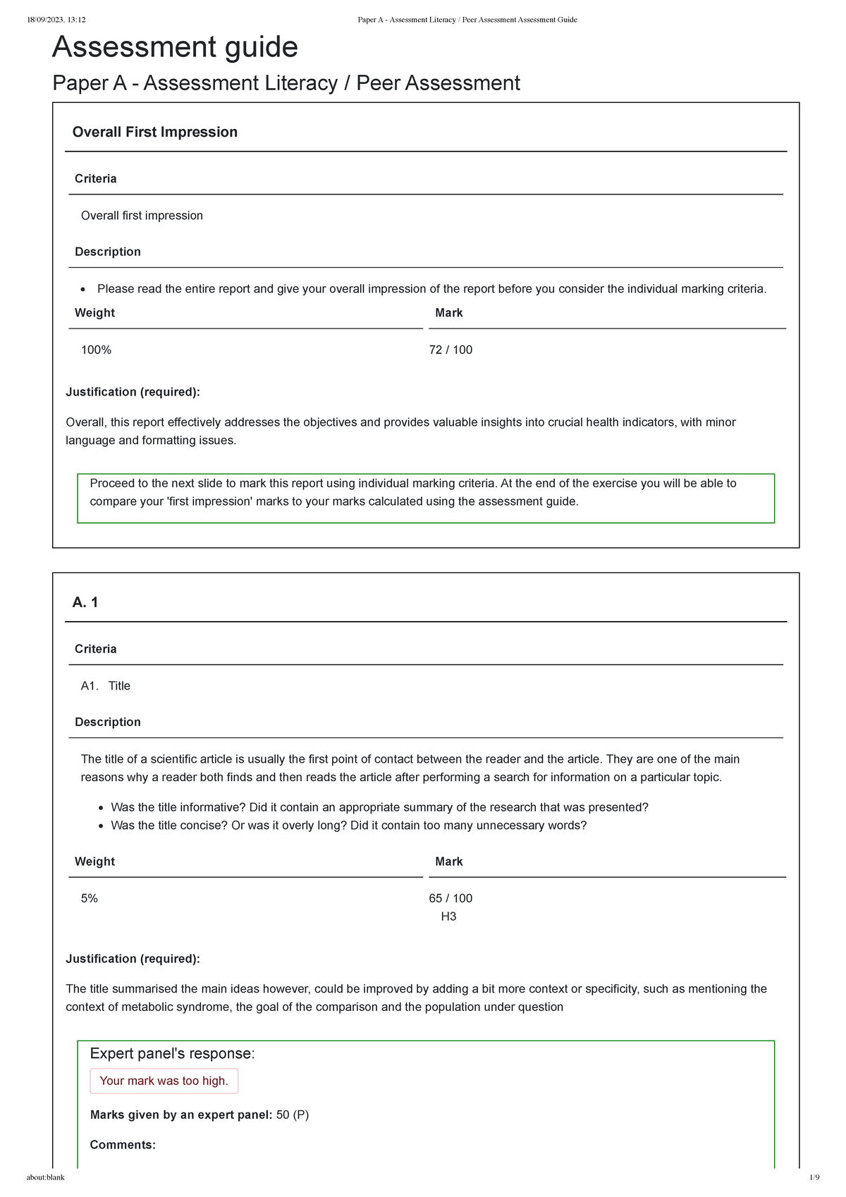 Paper A - Assessment Literacy Peer Assessment Assessment Guide ...