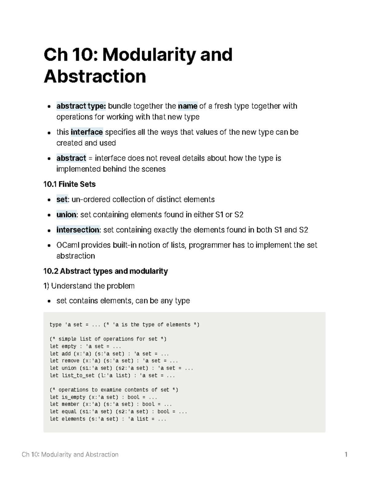 Ch 10 Modularity and Abstraction - Ch 10: Modularity and Abstraction ...
