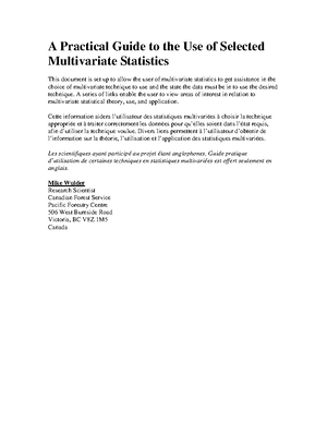 Multivariate statistics exam cheat sheet - Multiple regression: (Short ...