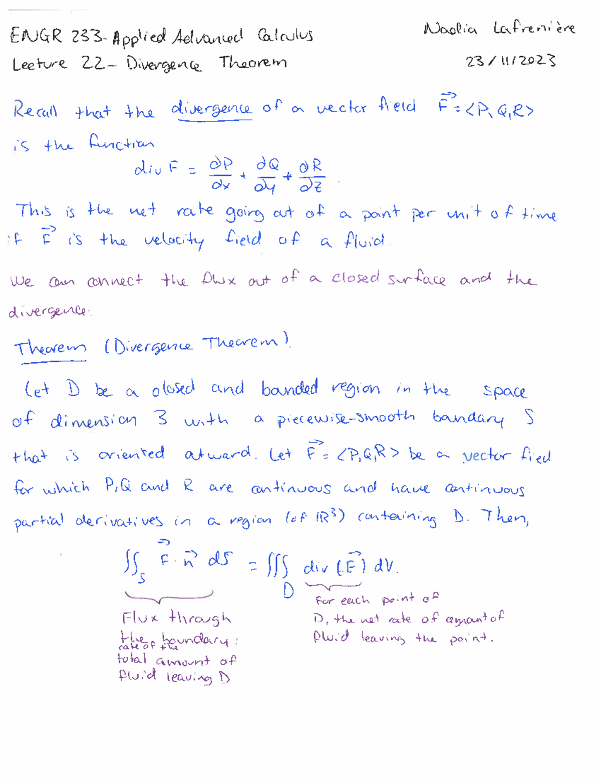 Lecture 22 - Divergence Theorem - ENGR 233 - Studocu