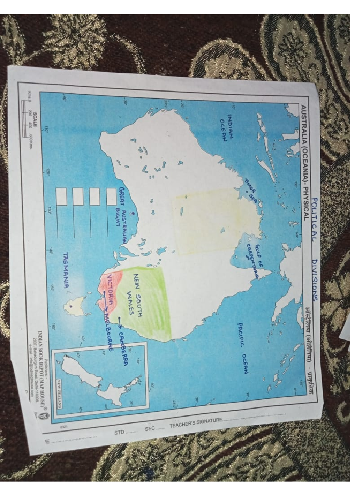 Map - It's a map work of my class 7i - POLITICAL DIVISIONS AUSTRALIA ...