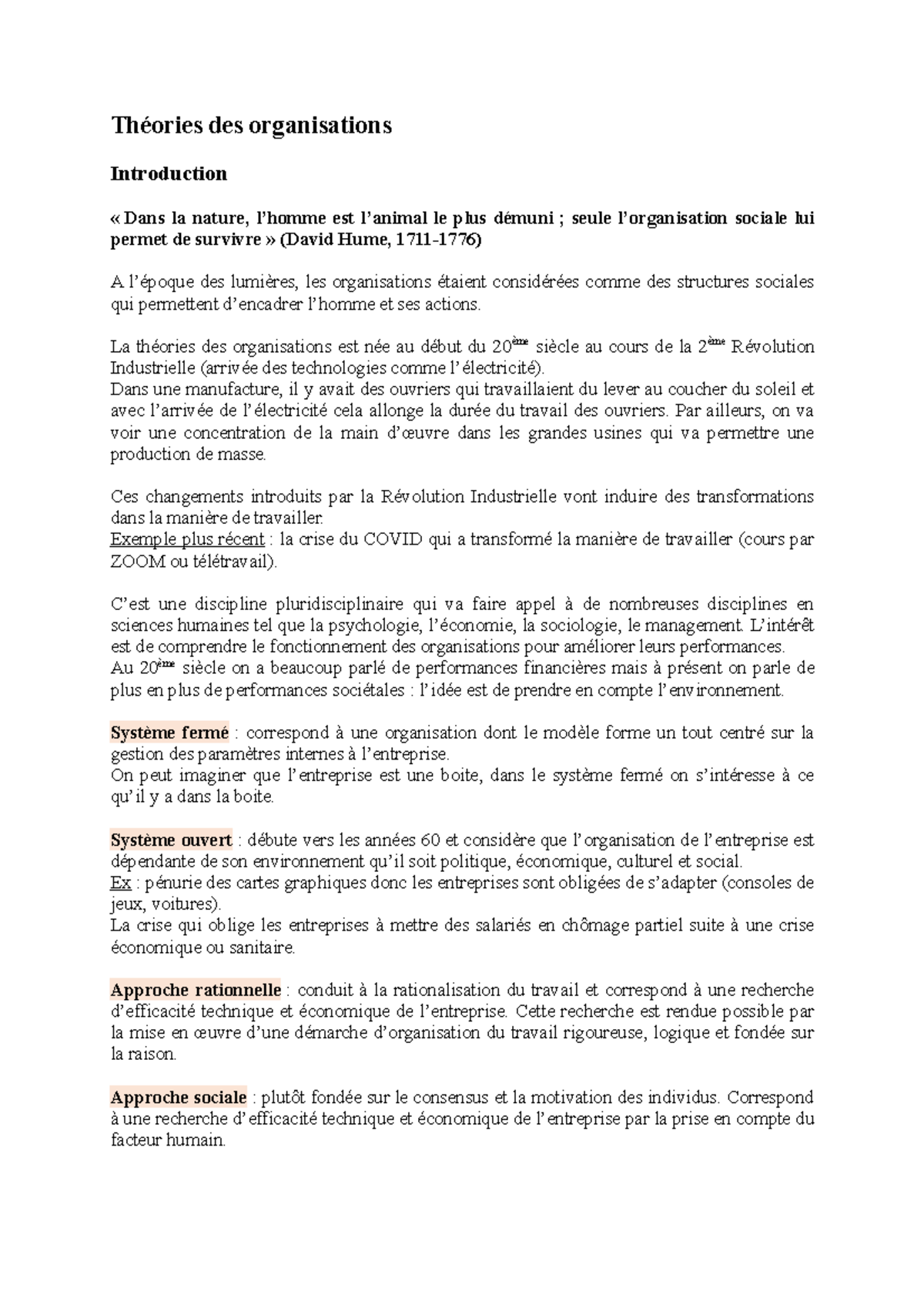 Théories des organisations - Théories des organisations Introduction ...