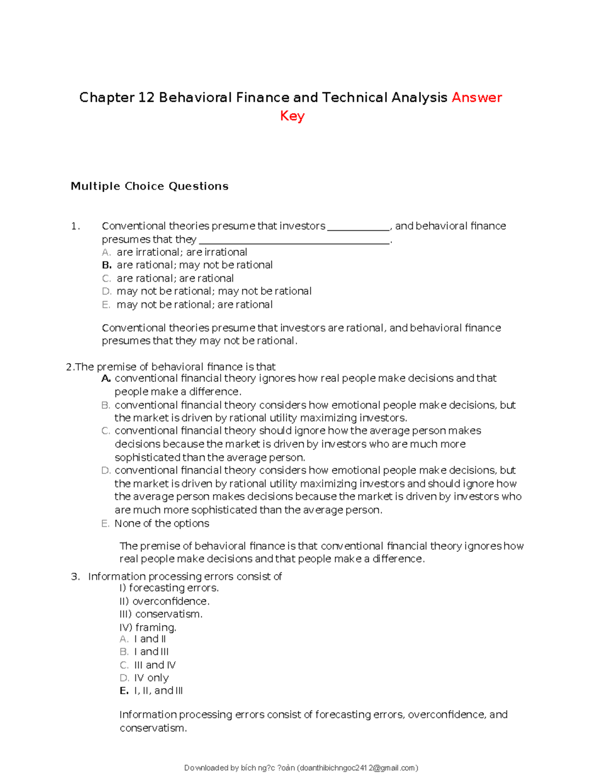 Chapter 12 stock - Chapter 12 Behavioral Finance and Technical Analysis ...