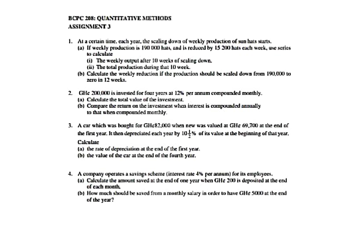 QM3 Assignment Solution - Quantitative method - Studocu
