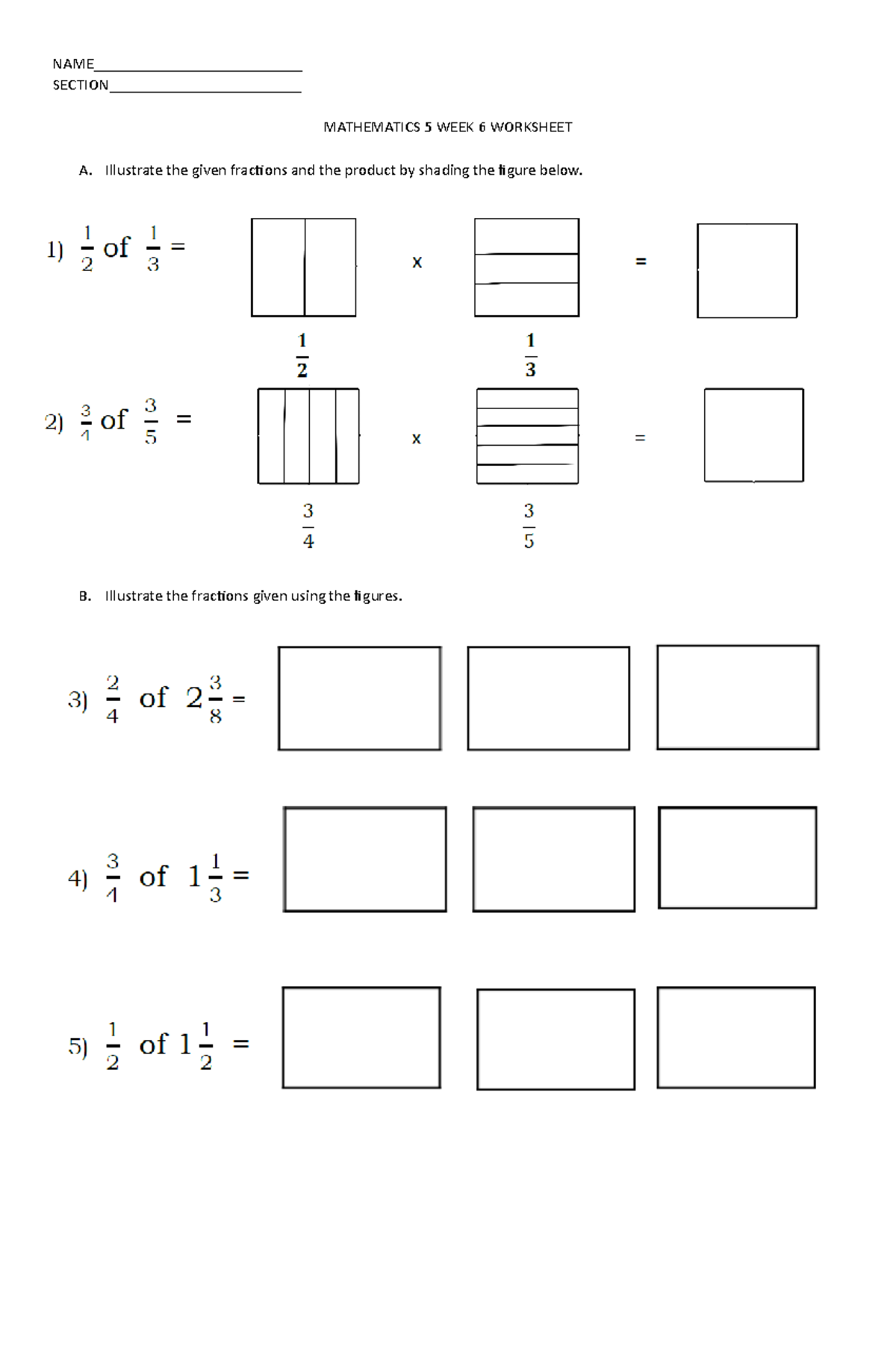 Week6 math5 - Worksheets for learners - NAME ...