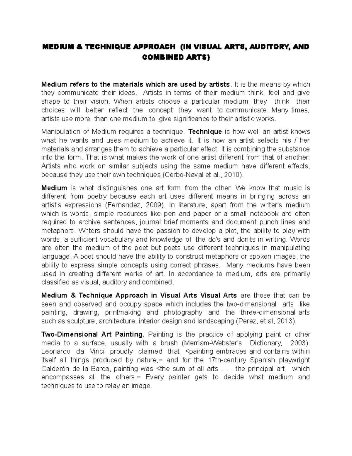 art appreciation - MEDIUM & TECHNIQUE APPROACH (IN VISUAL ARTS ...
