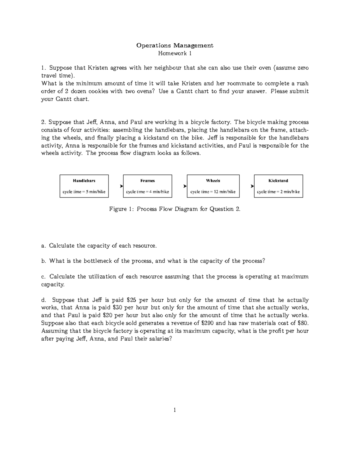Homework 1 - hw1 - Operations Management Homework 1 Suppose that ...