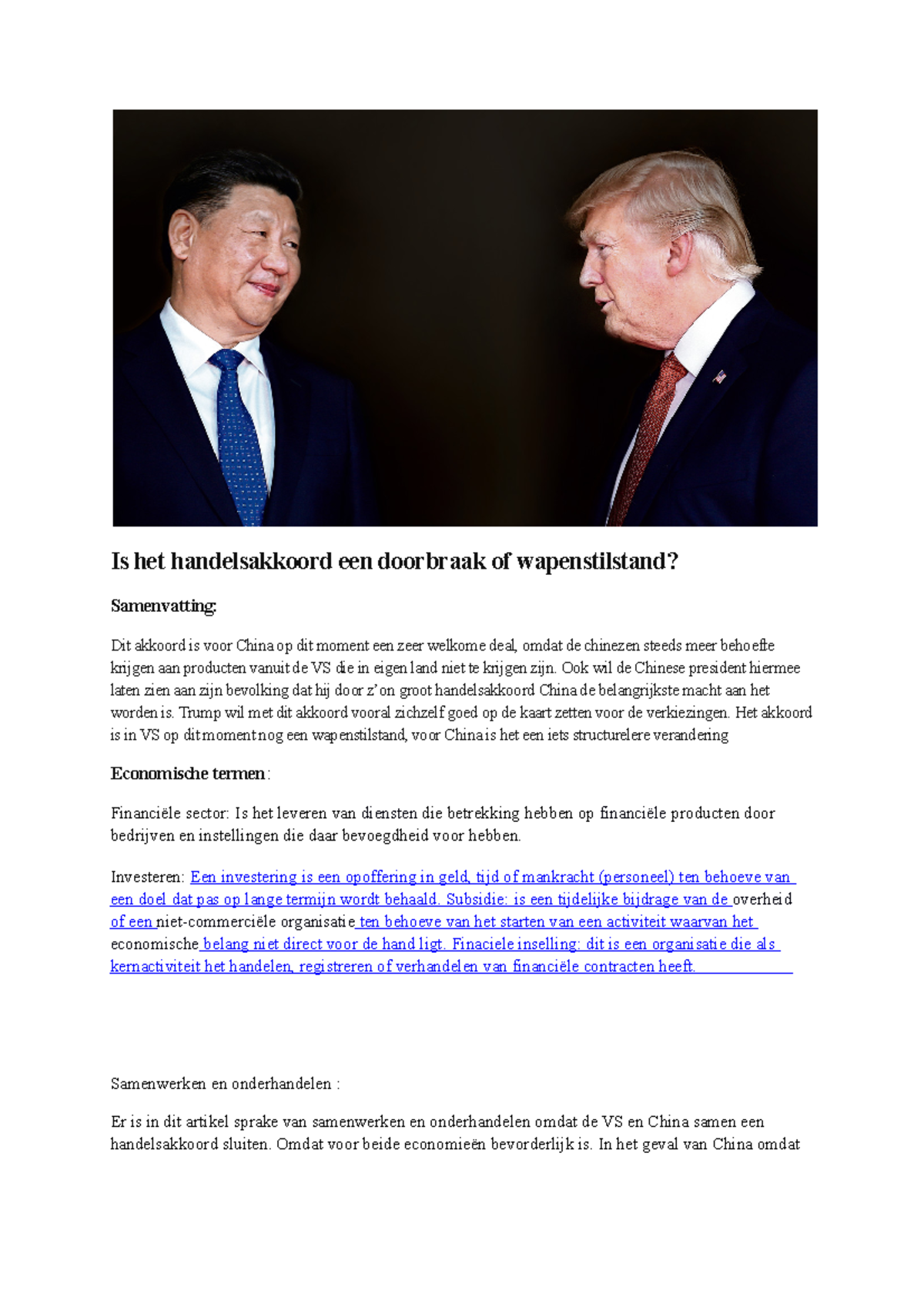 Handelsoorlog - Is het handelsakkoord een doorbraak of wapenstilstand ...