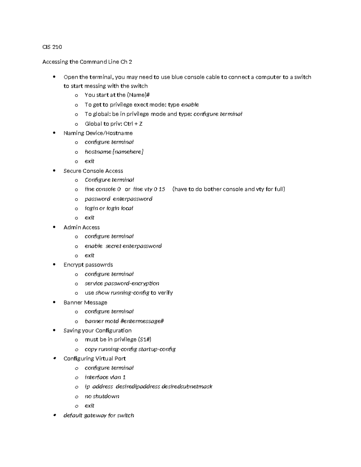 CIS 210 Command Line Use - CIS 210 Accessing the Command Line Ch 2 Open ...