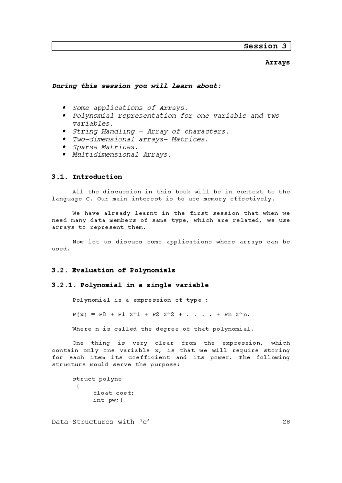 Session 03 Advance Data Structure Session 3 Arrays During This Session You Will Learn About 