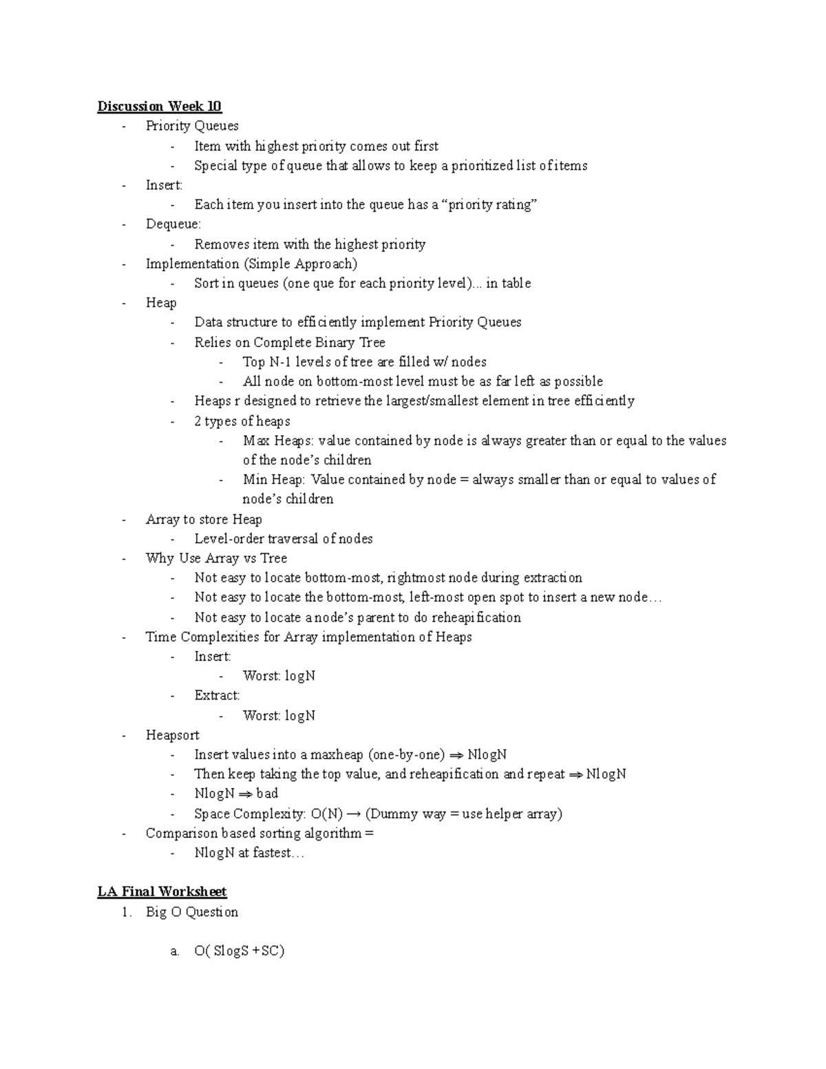 CS 32 Lecture Notes - Week 10 Discussion - Discussion Week 10 ...