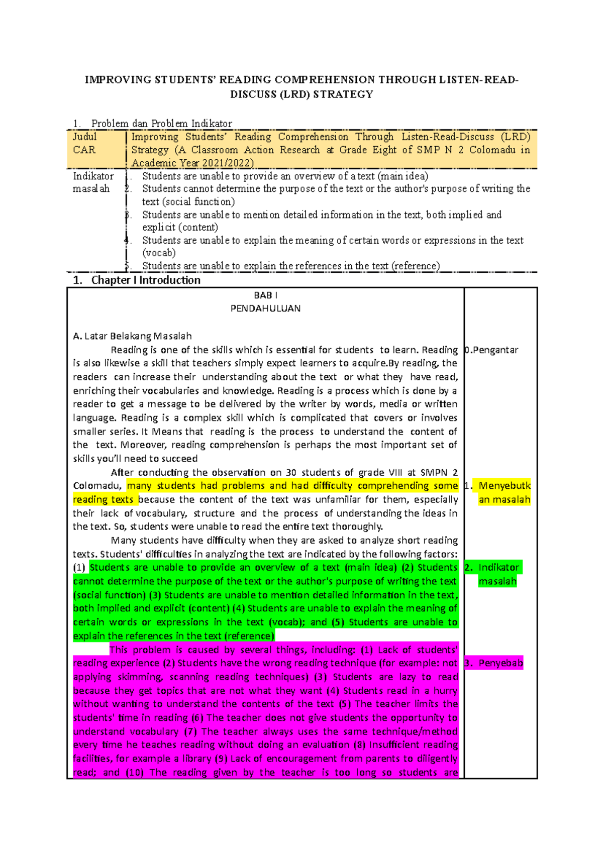 Improving Students’ Reading Comprehension Through Listen-READ- Discuss (LRD) Strategy ...