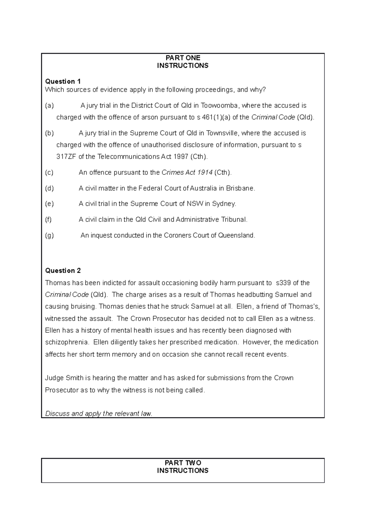 Week 3 Tutorial Part One Instructions Question 1 Which Sources Of Evidence Apply In The