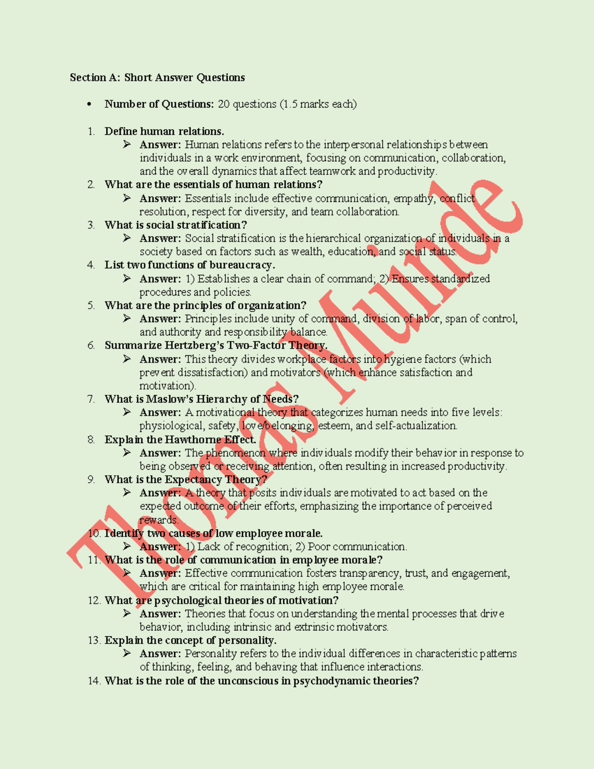 Hr 2 - learn with us - Section A: Short Answer Questions Number of ...