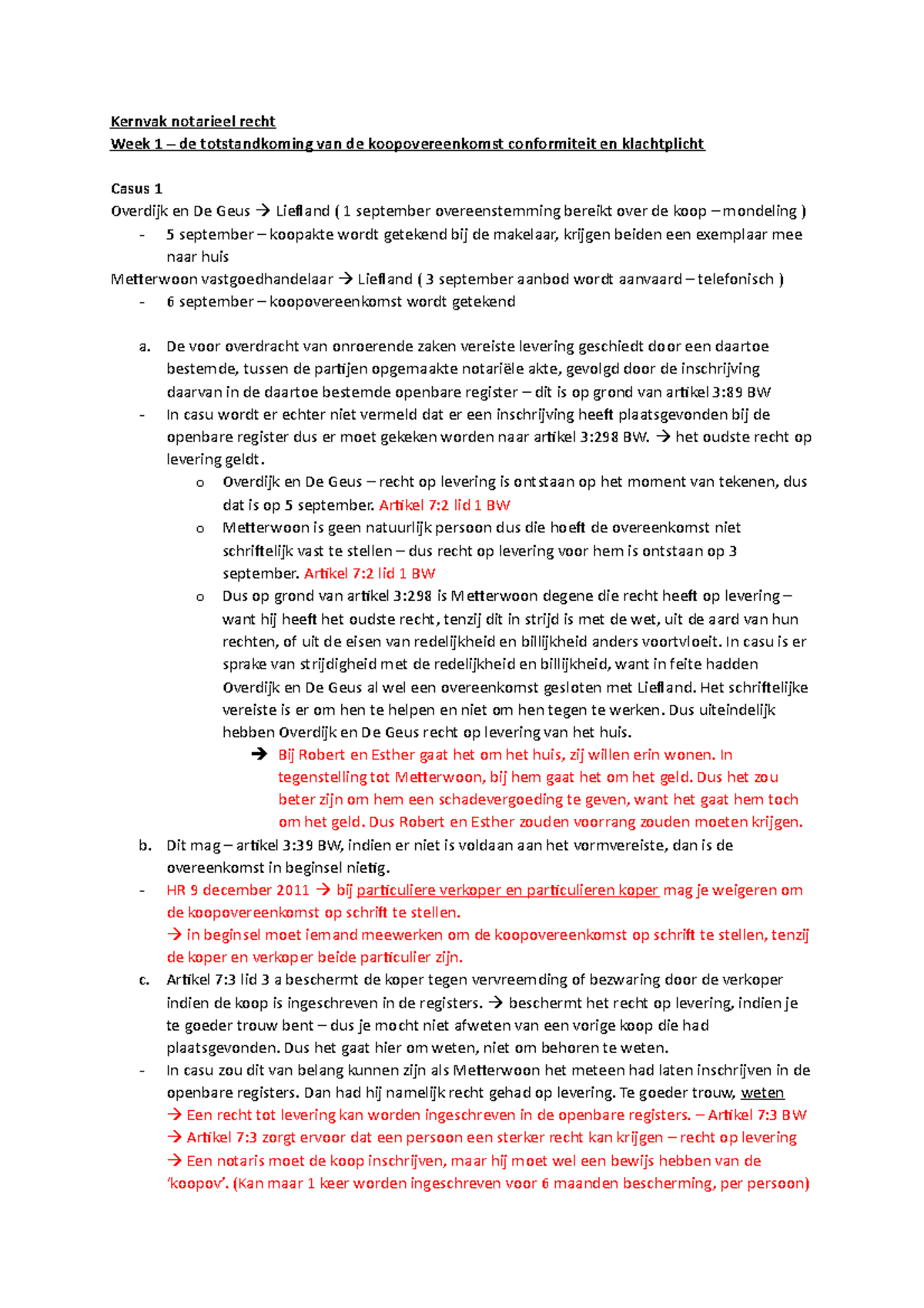 Werkgroep uitwerkingen - Kernvak notarieel recht, werkcollege 1 ...