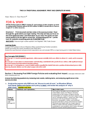 Amsco Guided Reading Chapter 18 - THIS IS AN OPTIONAL ENRICHMENT ...