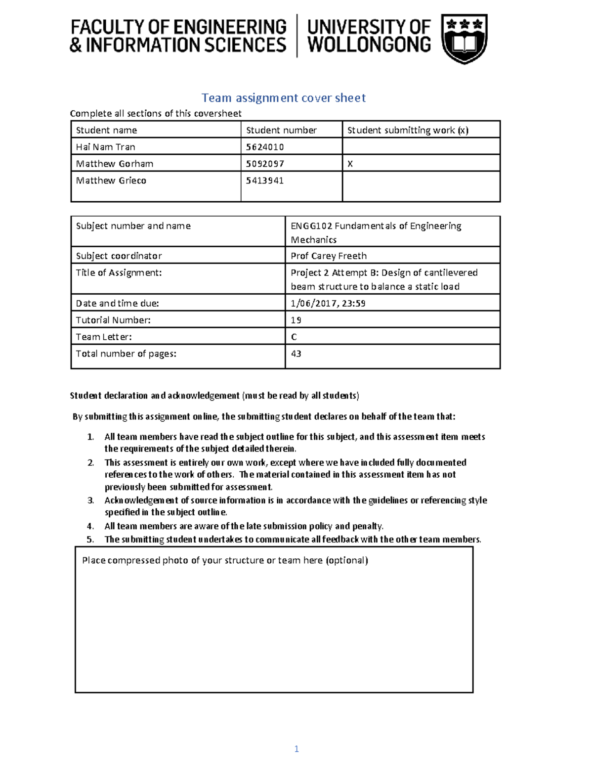 Project 2B Report Team C Final - Team assignment cover sheet Complete ...