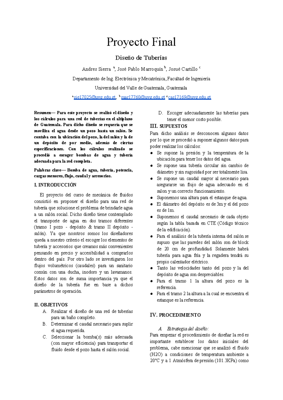 Reporte Proyecto Final - Termodinámica - Proyecto Final Diseño de ...