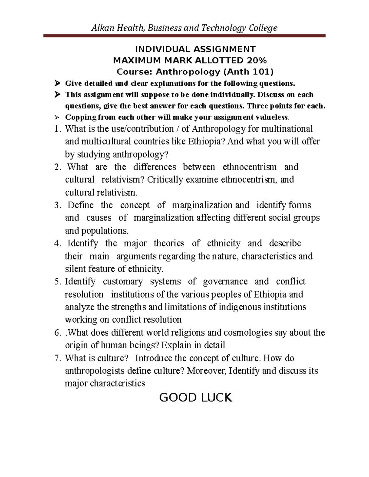 Individual Assignment - Alkan Health, Business and Technology College ...