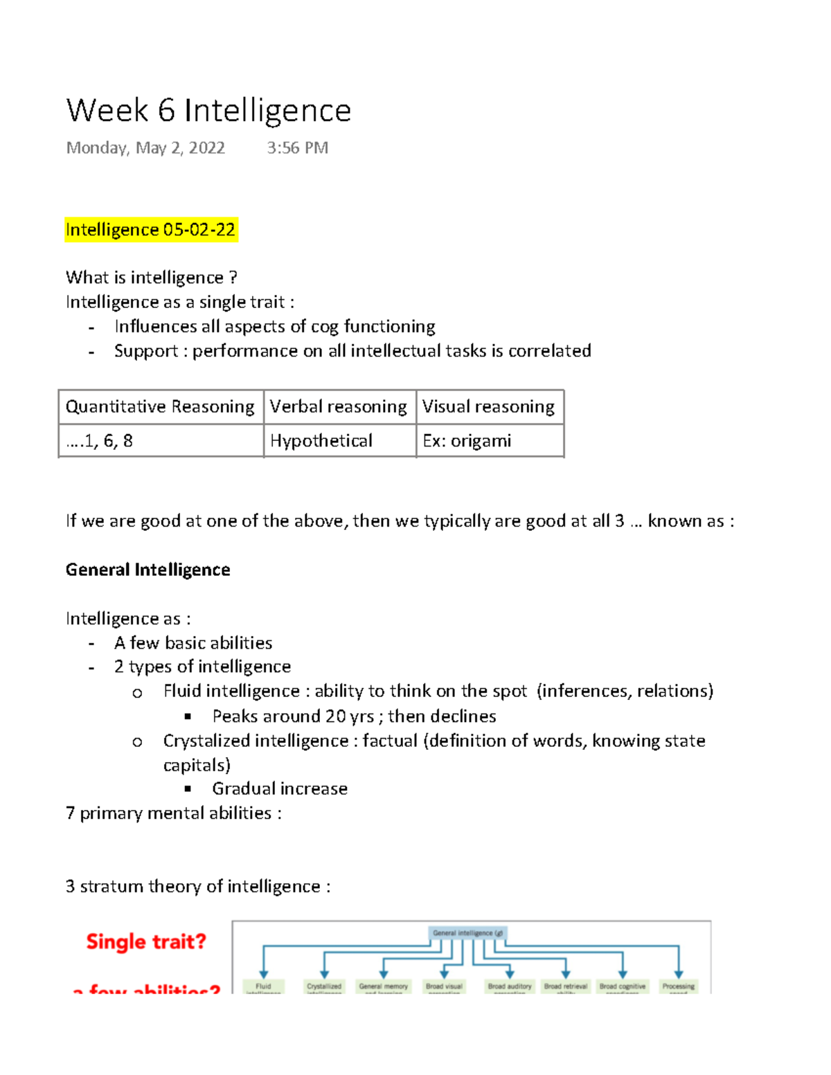 Intelligence - psych 101 - Intelligence 05- 02 - 22 What is ...
