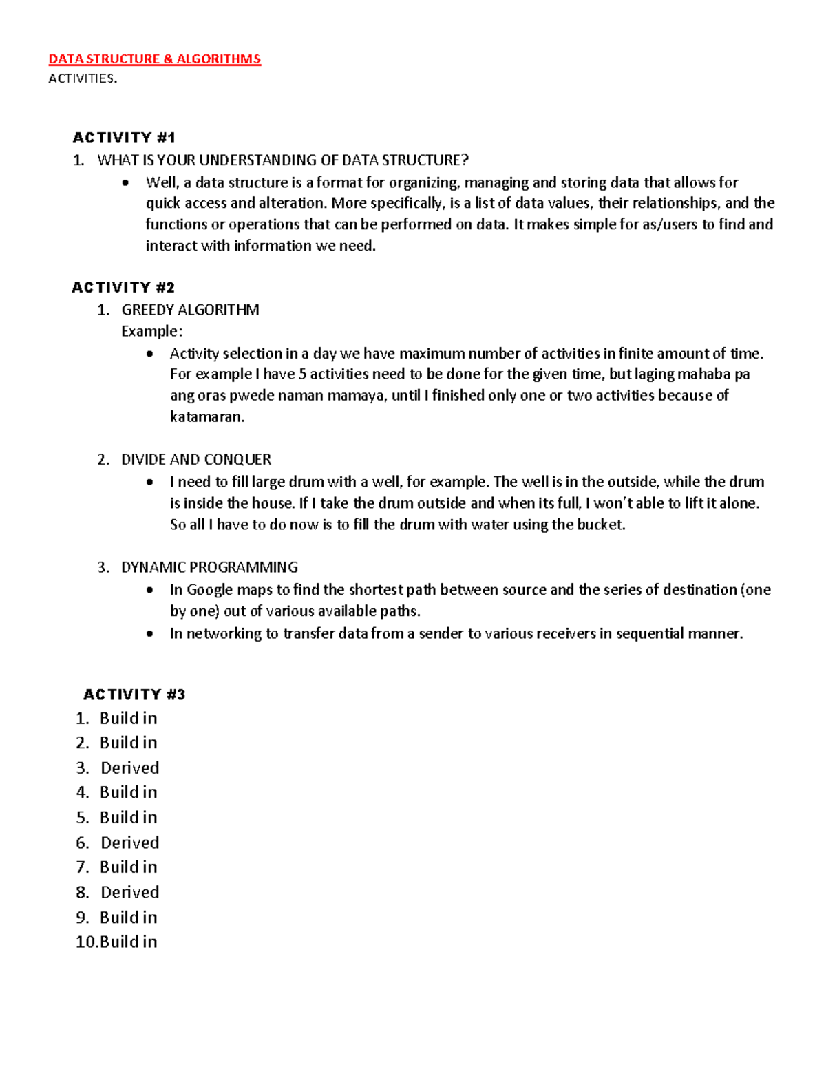 Ds And Algorithms Data Structure And Algorithms Activities Activity 1