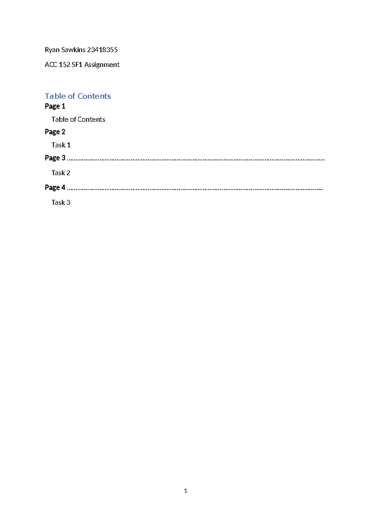 ACC 152 SF1 Assignment - Ryan Sawkins 23418355 ACC 152 SF1 Assignment ...