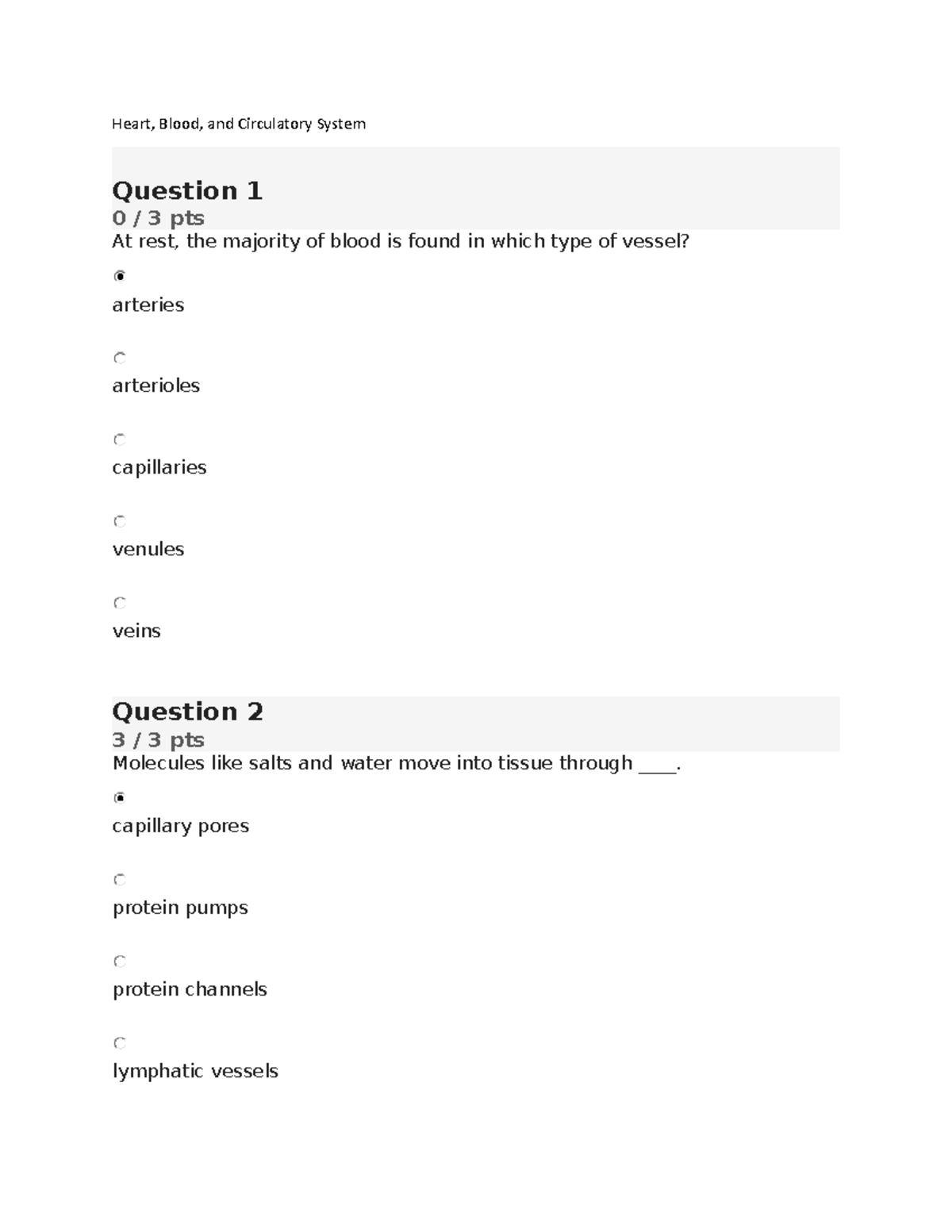 Heart - Test questions and answer - Heart, Blood, and Circulatory ...
