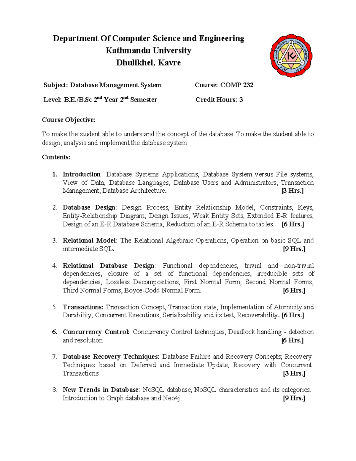 COMP 232 Database Management System 1581589776 - Computer Science - Studocu