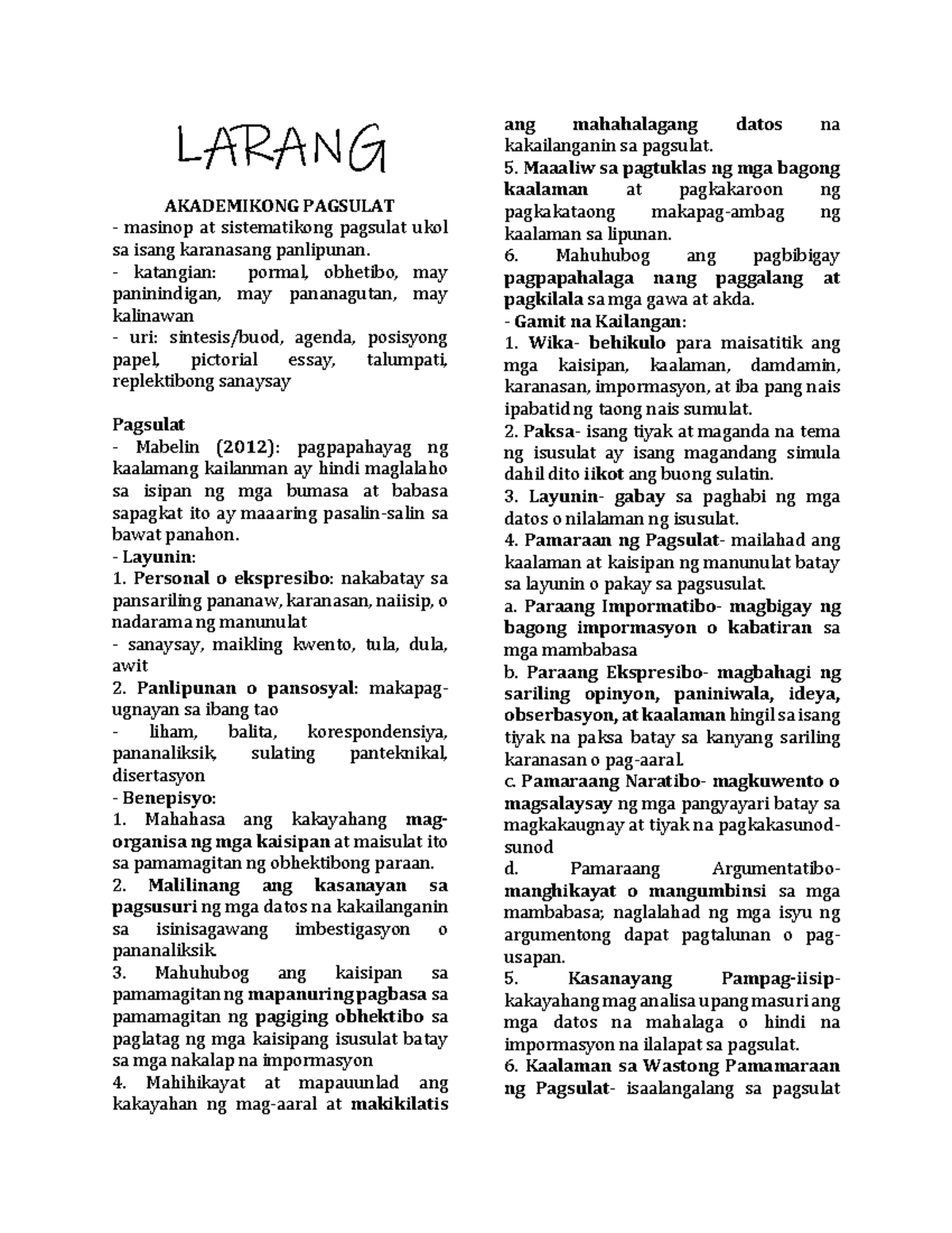 Larang - 1st quarter 2nd sem - LARANG AKADEMIKONG PAGSULAT masinop at ...