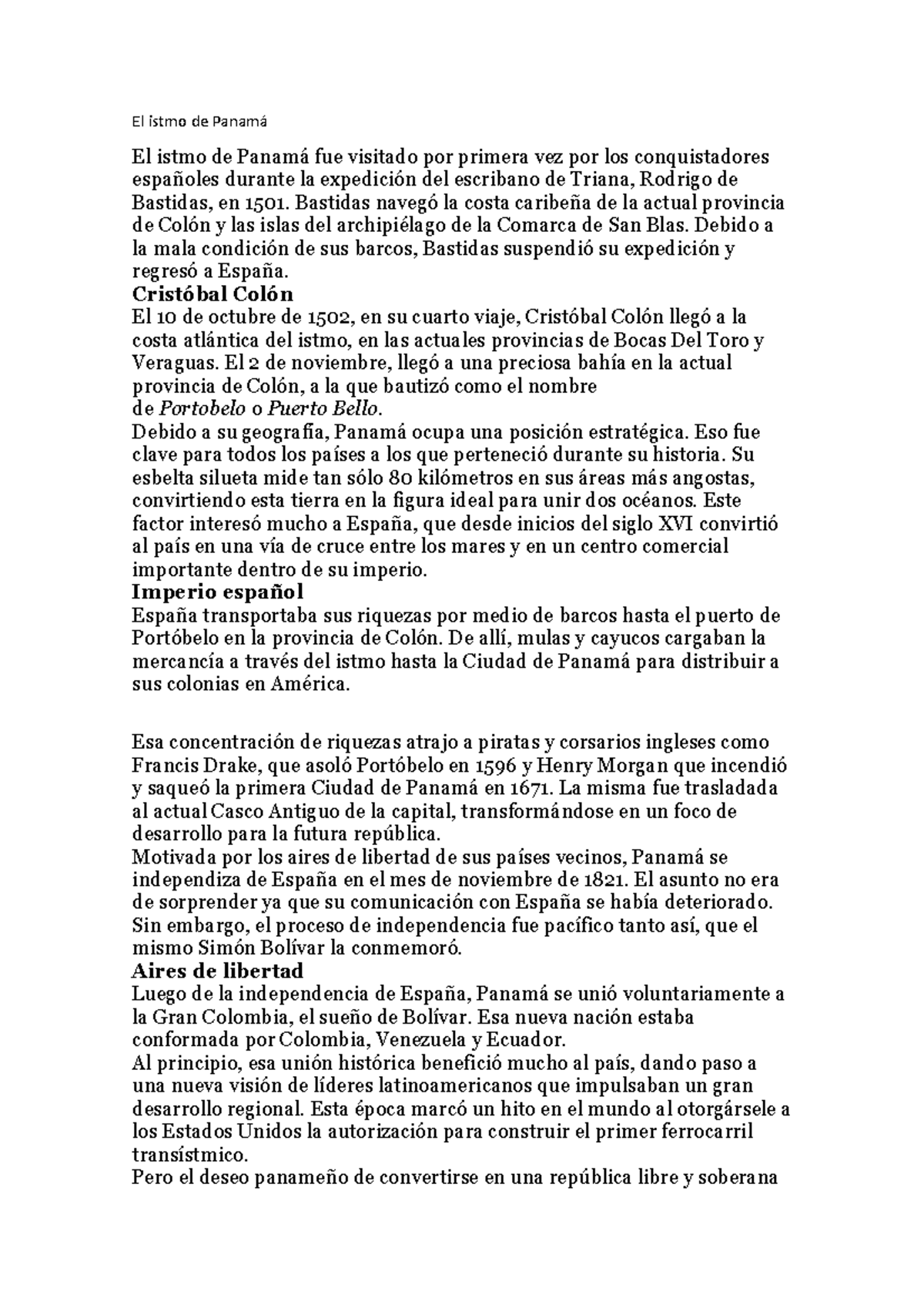 El Itsmo de Panamá - esta la chancla - El istmo de Panamá El istmo de ...